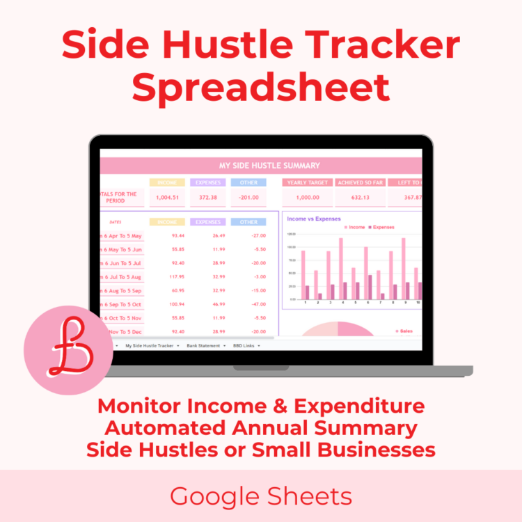 Side Hustle Tracker Google Sheets - Beth's Budget Diary